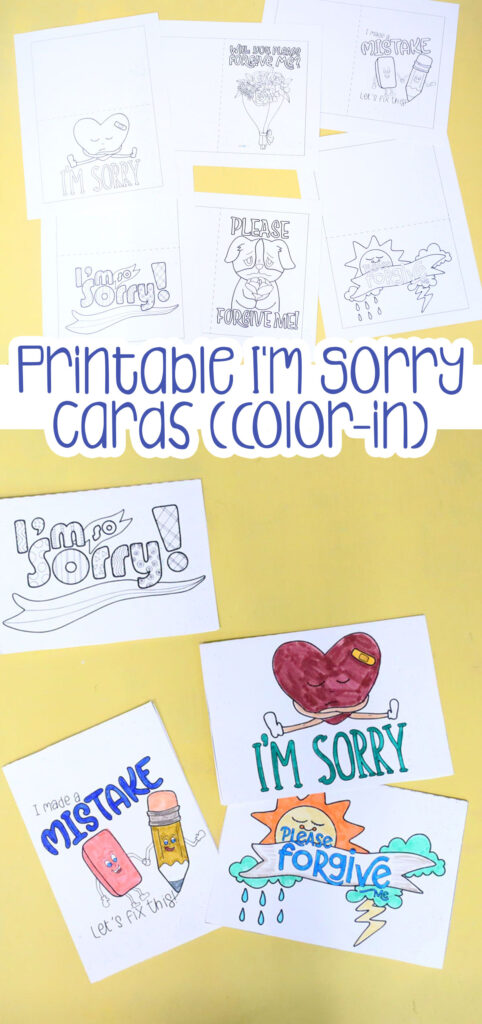 I'm Sorry Cards for Kids to Color & Craft - Jewish Moms & Crafters