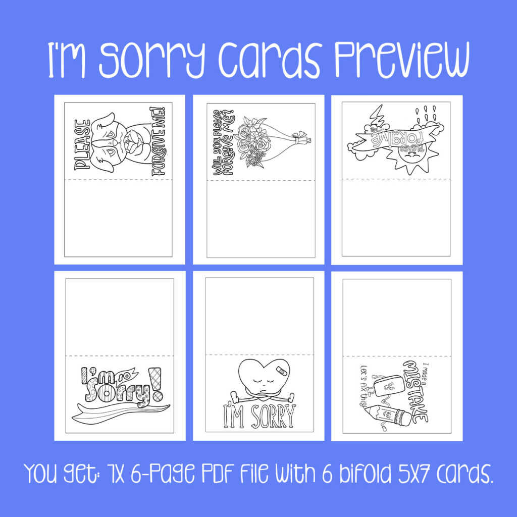 I'm Sorry Cards for Kids to Color & Craft - Jewish Moms & Crafters
