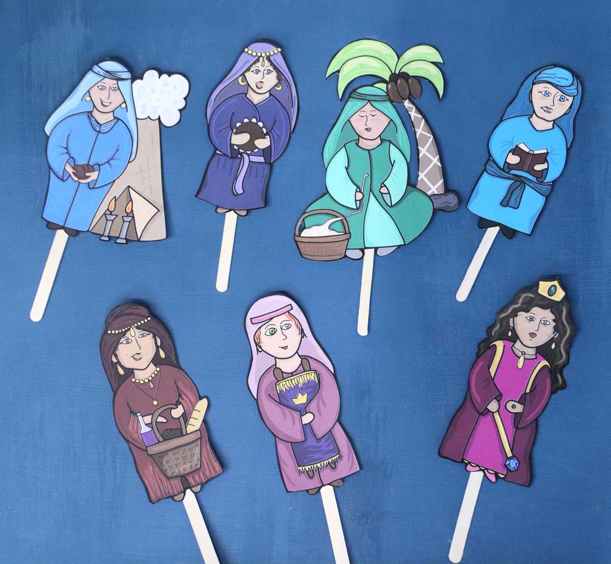 Neviot Puppets - The 7 Prophetesses Craft for Kids
