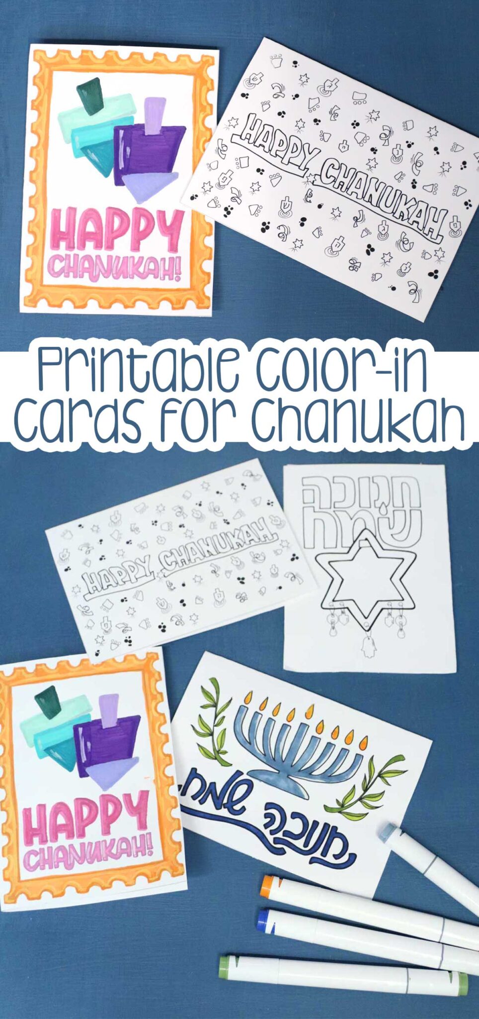 Color-in Hanukkah Cards for Kids & Adults - Jewish Moms & Crafters