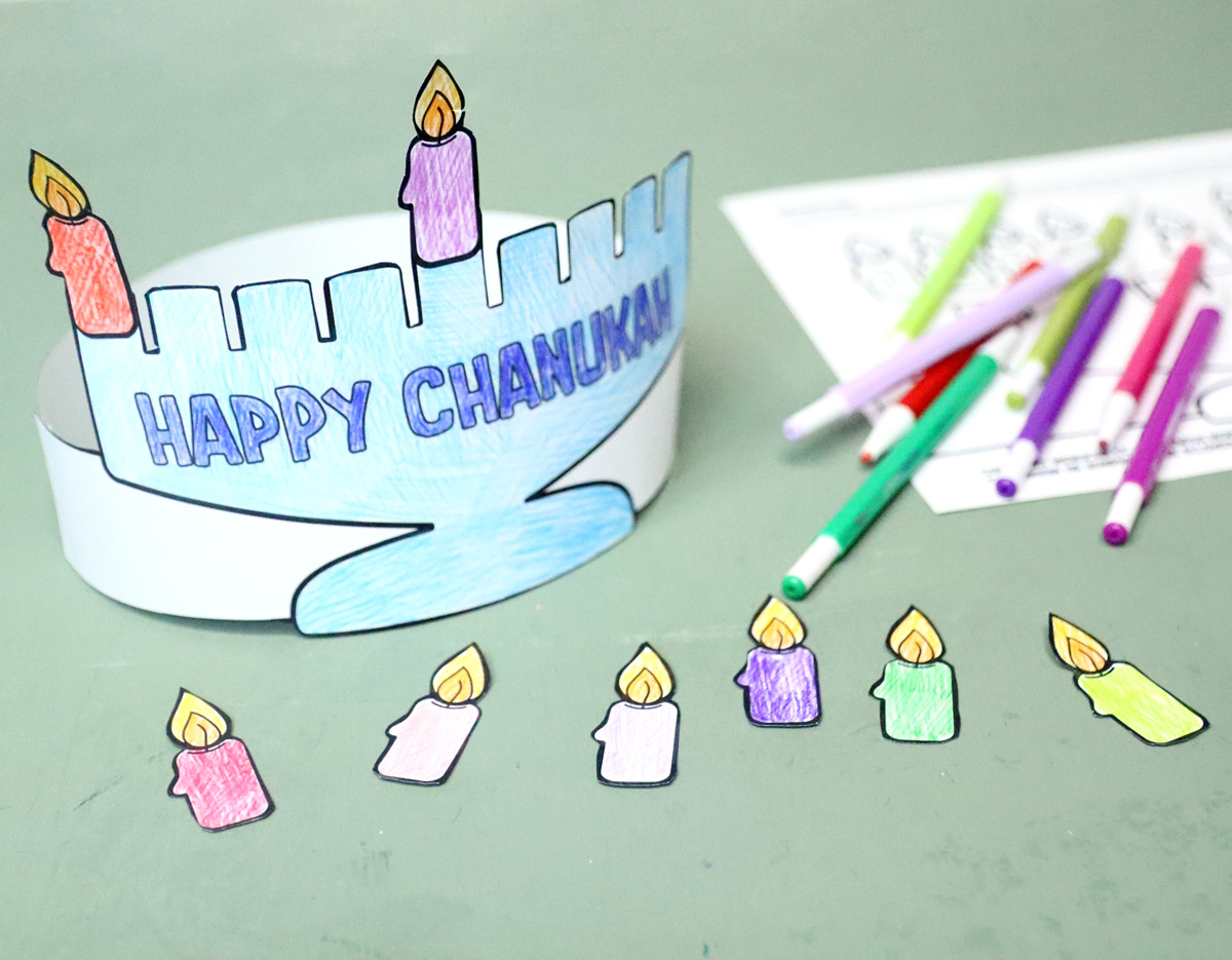 Hanukkah Menorah Crown Craft - Free Printable - Jewish Moms & Crafters