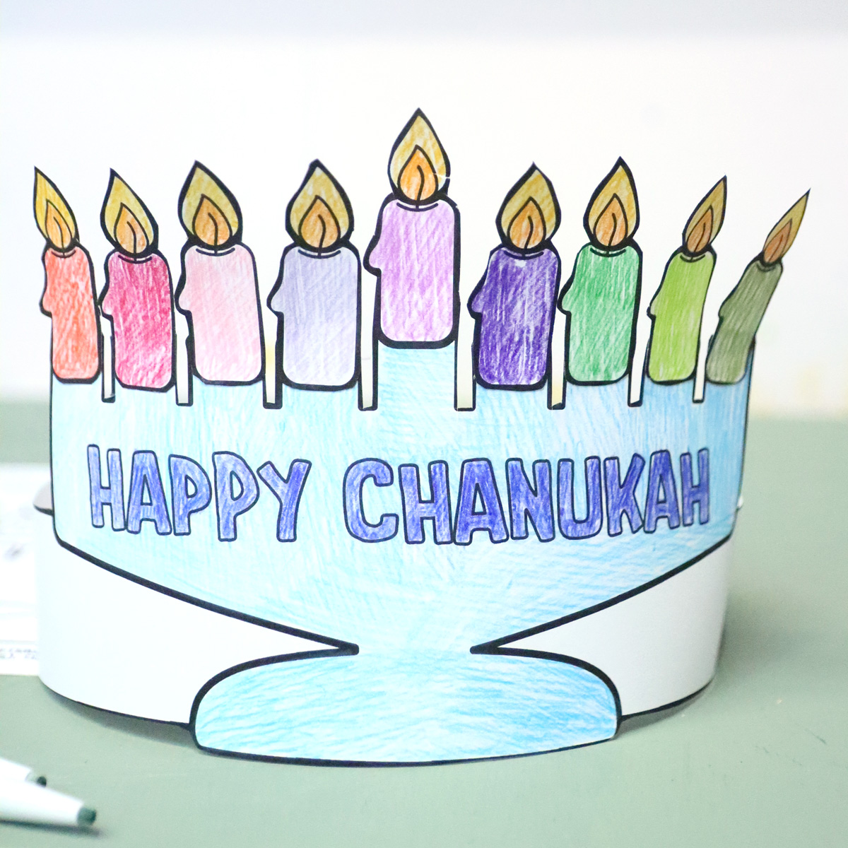 Hanukkah Menorah Crown Craft - Free Printable - Jewish Moms & Crafters