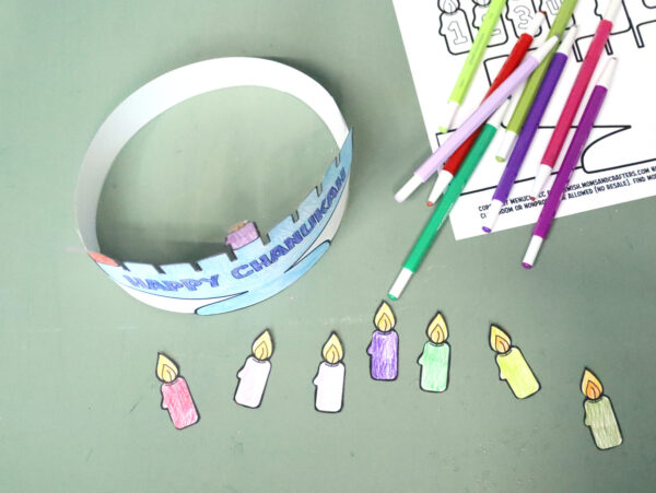 Hanukkah Menorah Crown Craft - Free Printable - Jewish Moms & Crafters