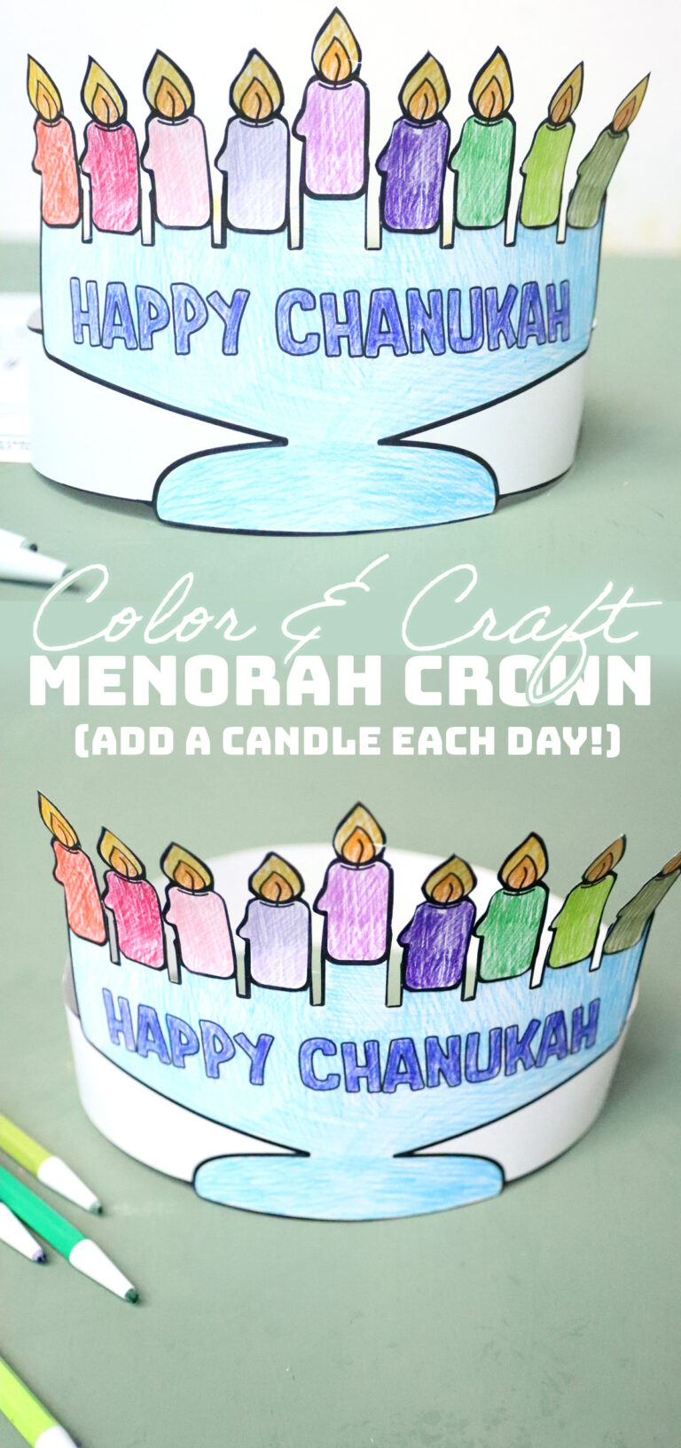 Hanukkah Menorah Crown Craft - Free Printable - Jewish Moms & Crafters
