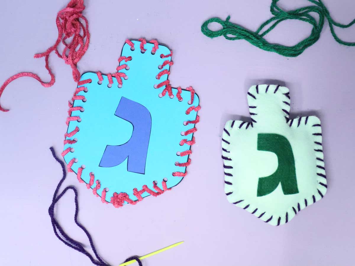 Dreidel Sewing and Lacing Craft for Kids - Free Templates