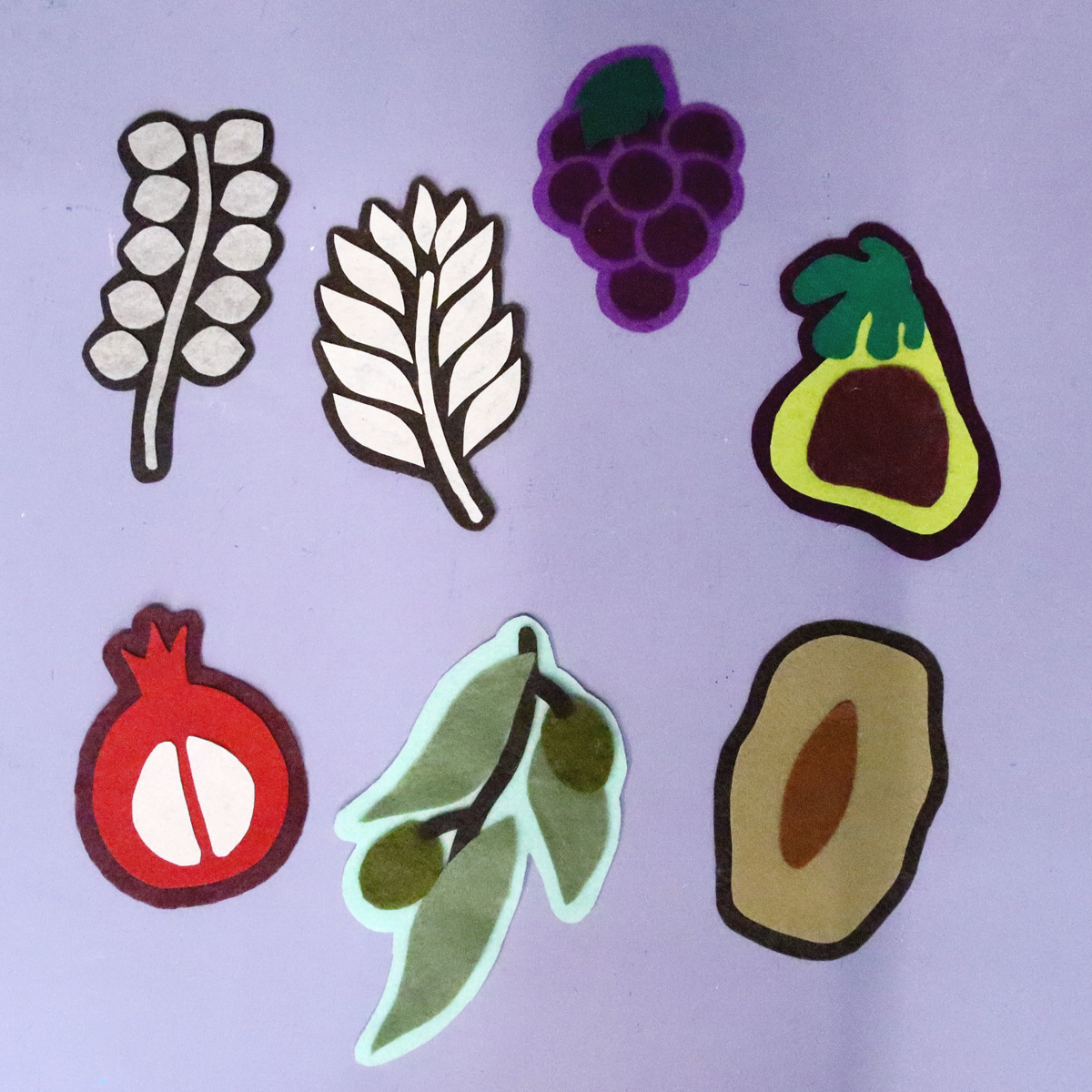 Felt Shivat Haminim Template - DIY Garland - Jewish Moms & Crafters