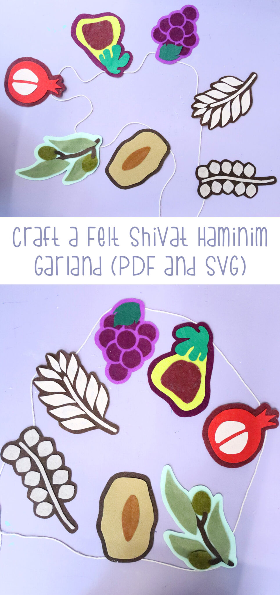 Felt Shivat Haminim Template - DIY Garland - Jewish Moms & Crafters
