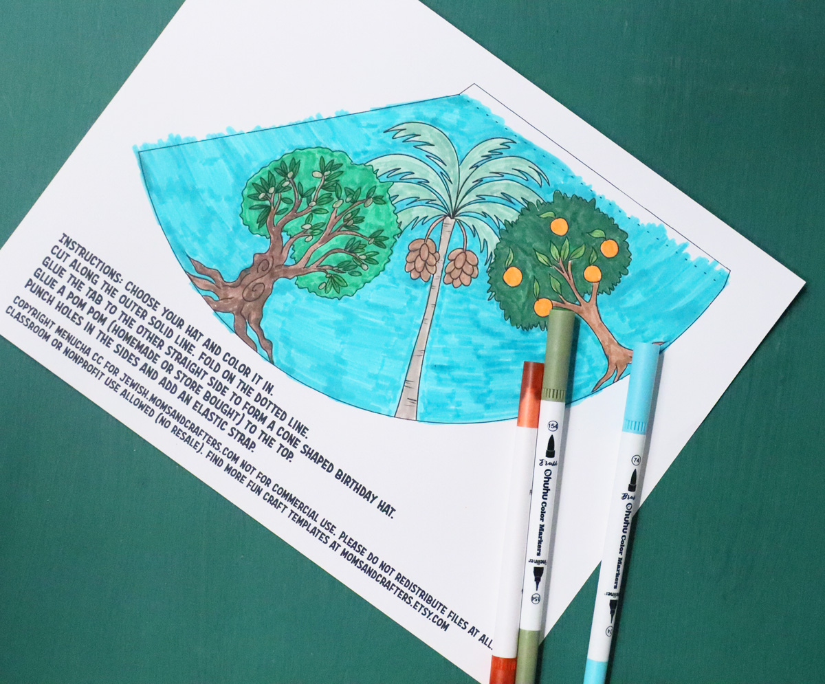 Free Printable Tu B'Shvat Hat Craft - Jewish Moms & Crafters