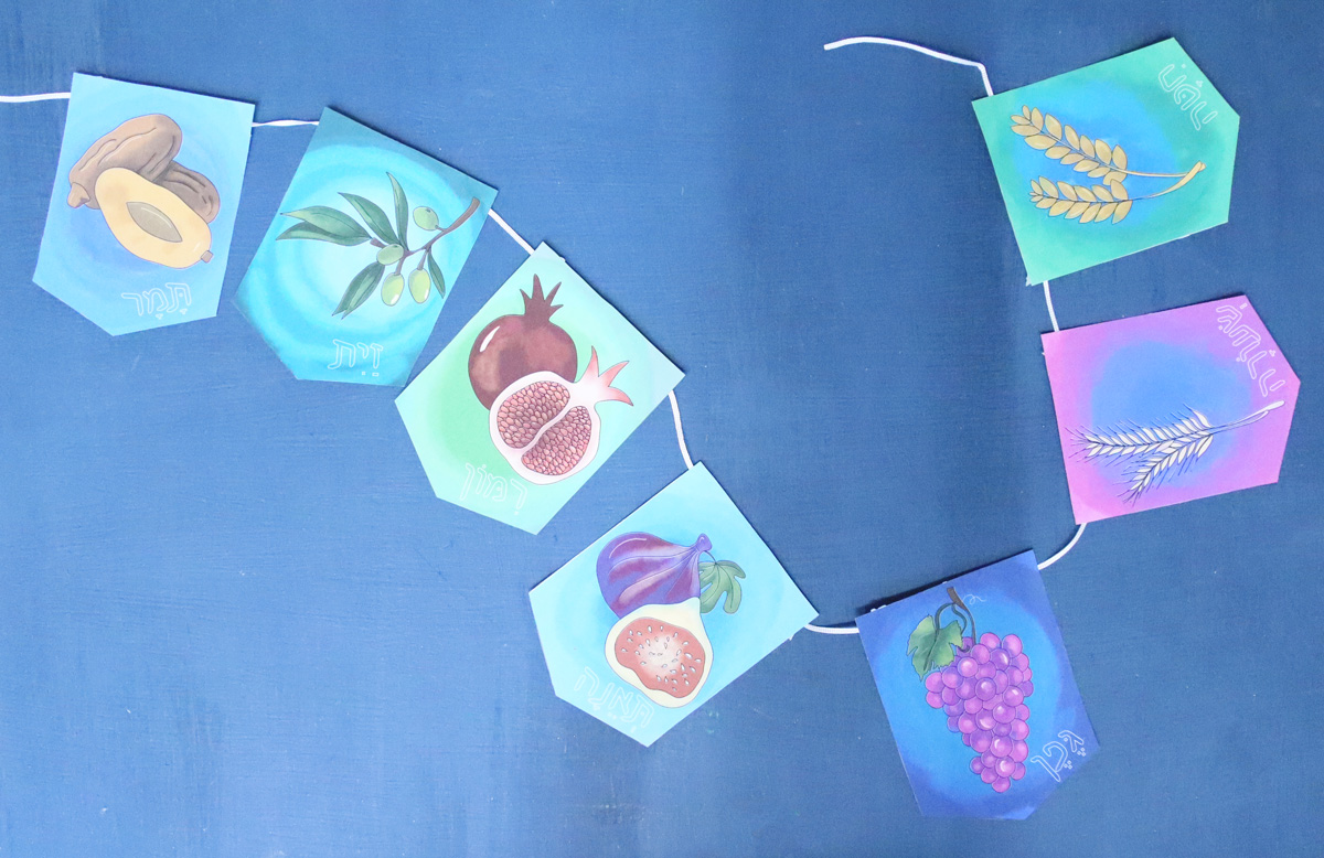 Color & Craft Shivat Haminim Garland Printable - Jewish Moms & Crafters