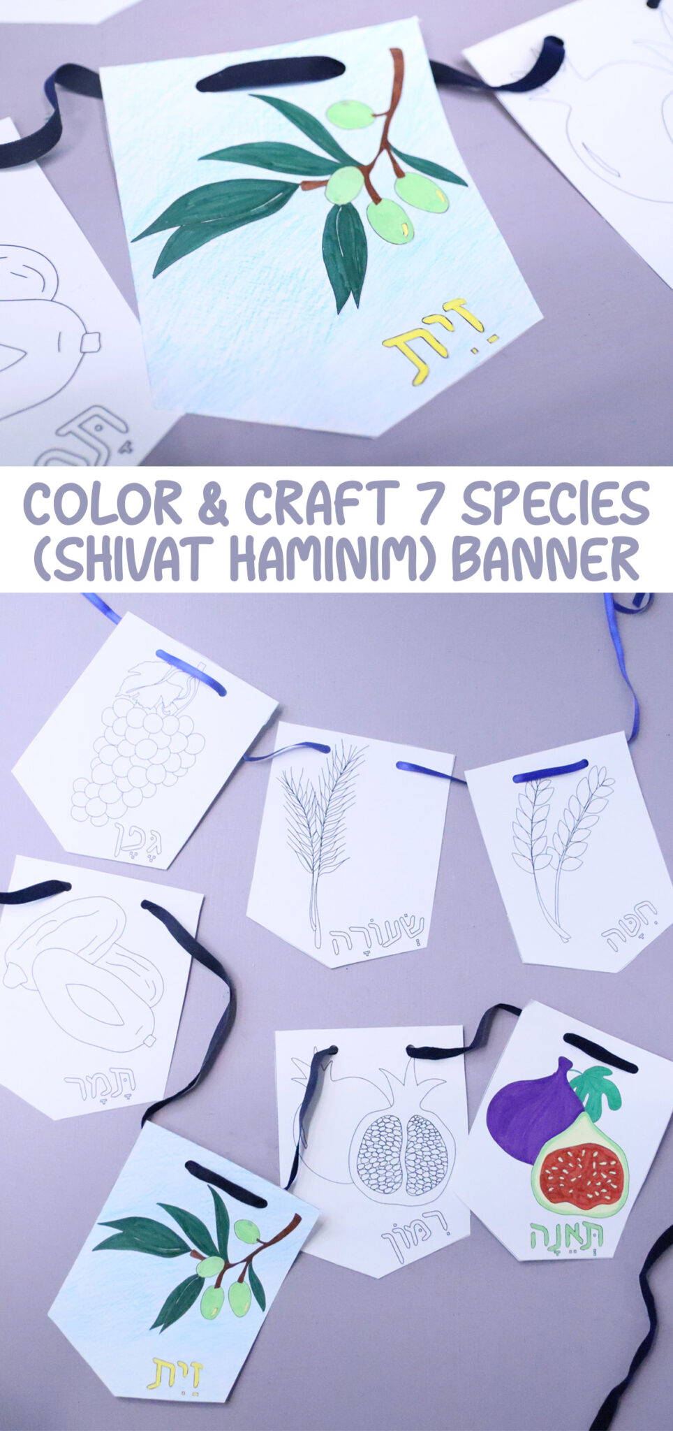 Color & Craft Shivat Haminim Garland Printable - Jewish Moms & Crafters
