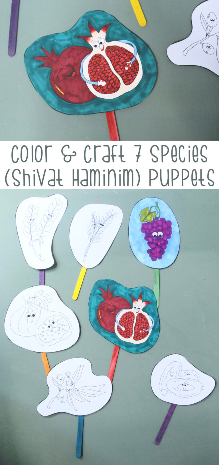 Shivat Haminim Puppets Craft (Perfect for Tu B'Shvat) - Jewish Moms ...